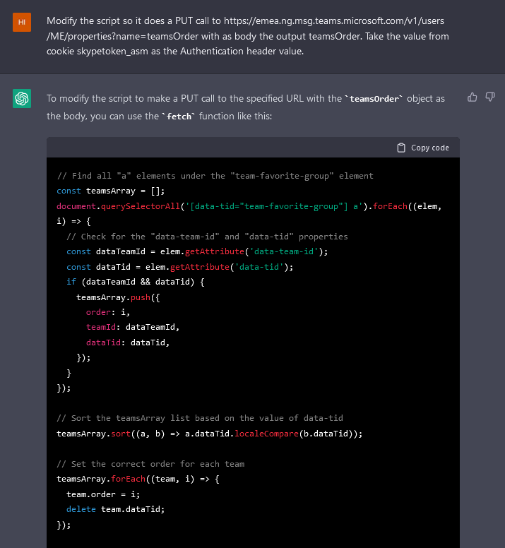 Alphabetically organize your Microsoft Teams with the help of ChatGPT ...